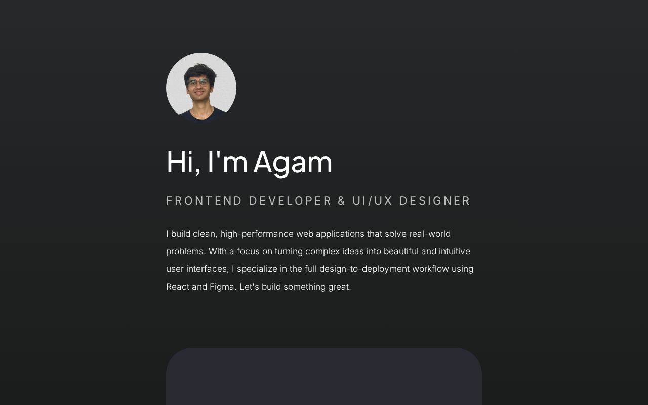 Agam - Frontend Developer & UI/UX Designer